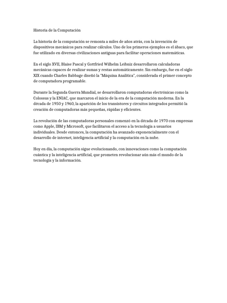 Historia de La Computacion | PDF
