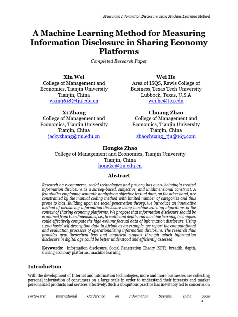 A Machine Learning Method For Measuring Information Disclosure in ...