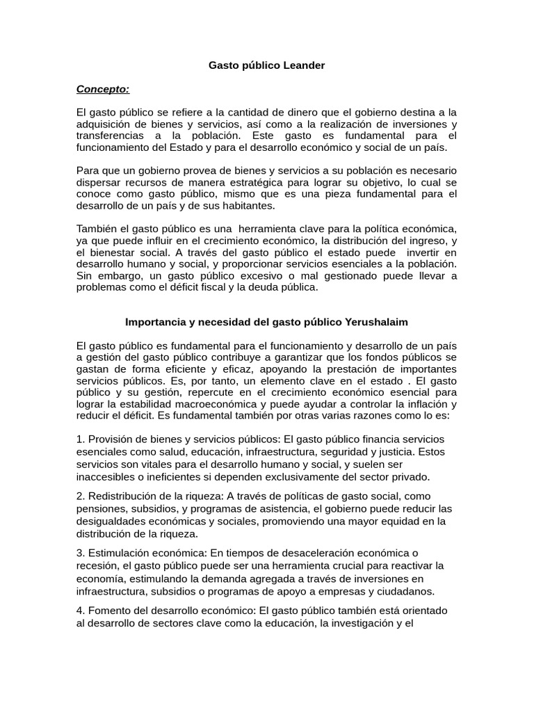 Importancia y Clasificación del Gasto Público | PDF | Gastos ...
