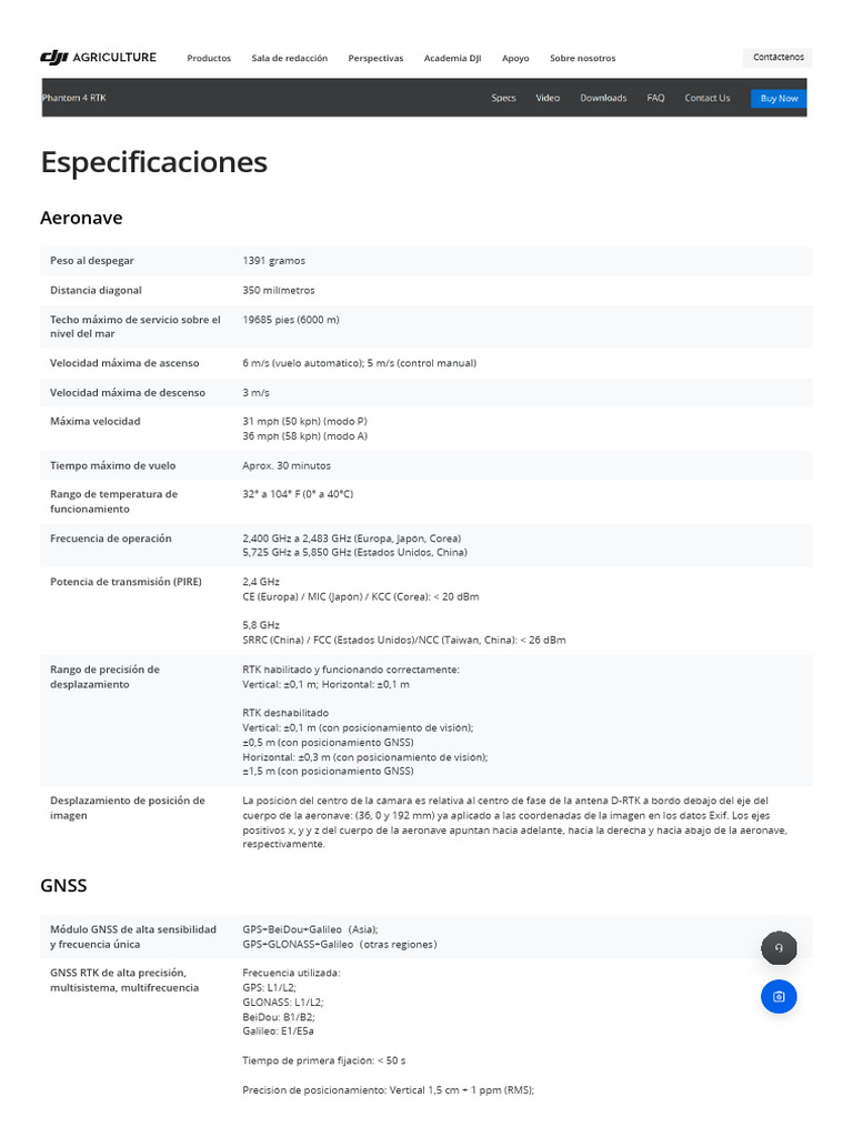 Especificaciones Tecnicas Dron | PDF