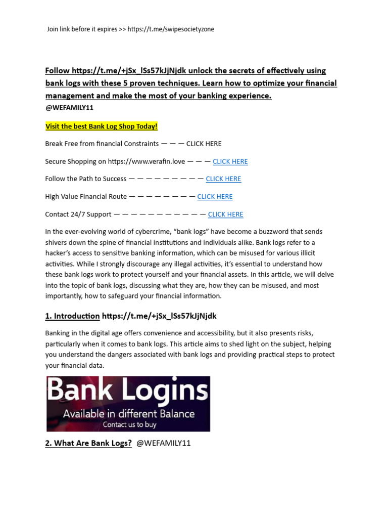 How To Use Bank Logs - 5 Proven Techniques | PDF | Phishing | Cybercrime