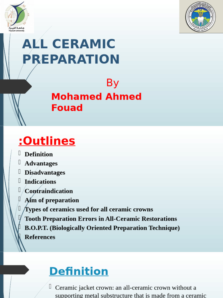 All Ceramic Preparation | PDF | Dentistry Branches | Materials