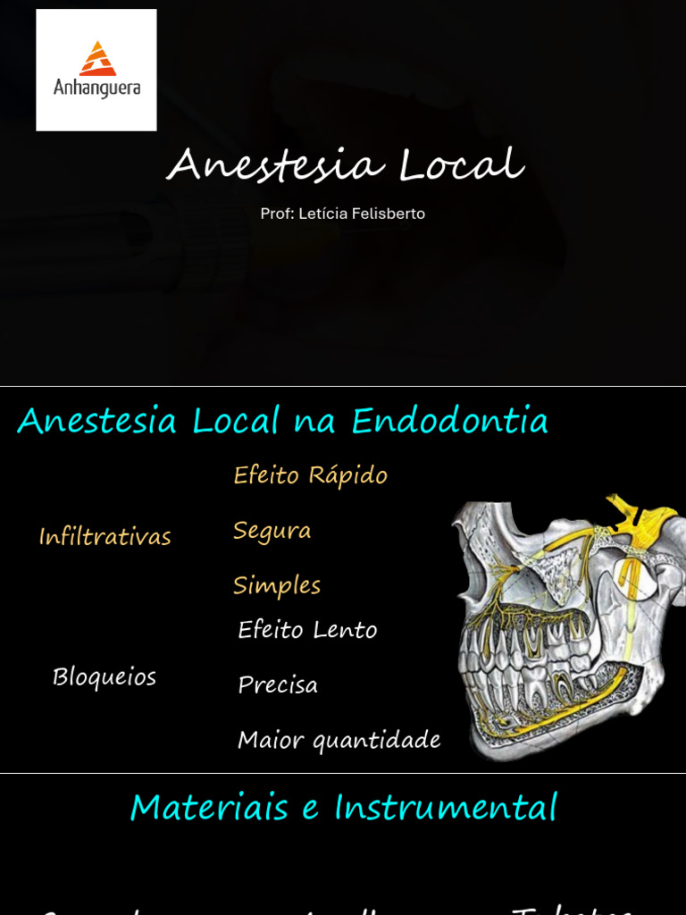 Anestesia Local na Endodontia: Guia Completo | PDF | Especialidades médicas