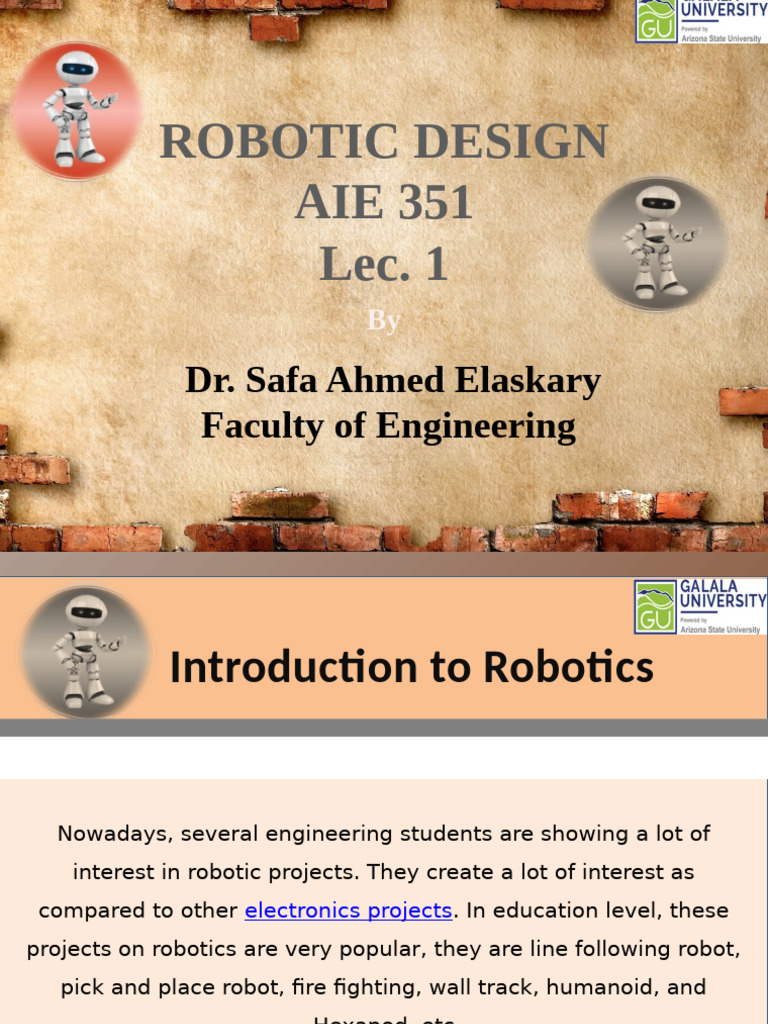 Lec 1 - Introduction in Robots | PDF | Robot | Robotics