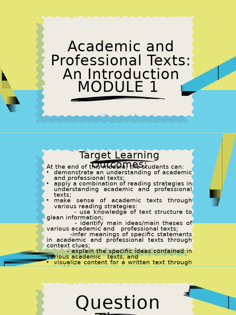 Module 1 Academic and Professional Texts An Introduction | PDF | Speed ...