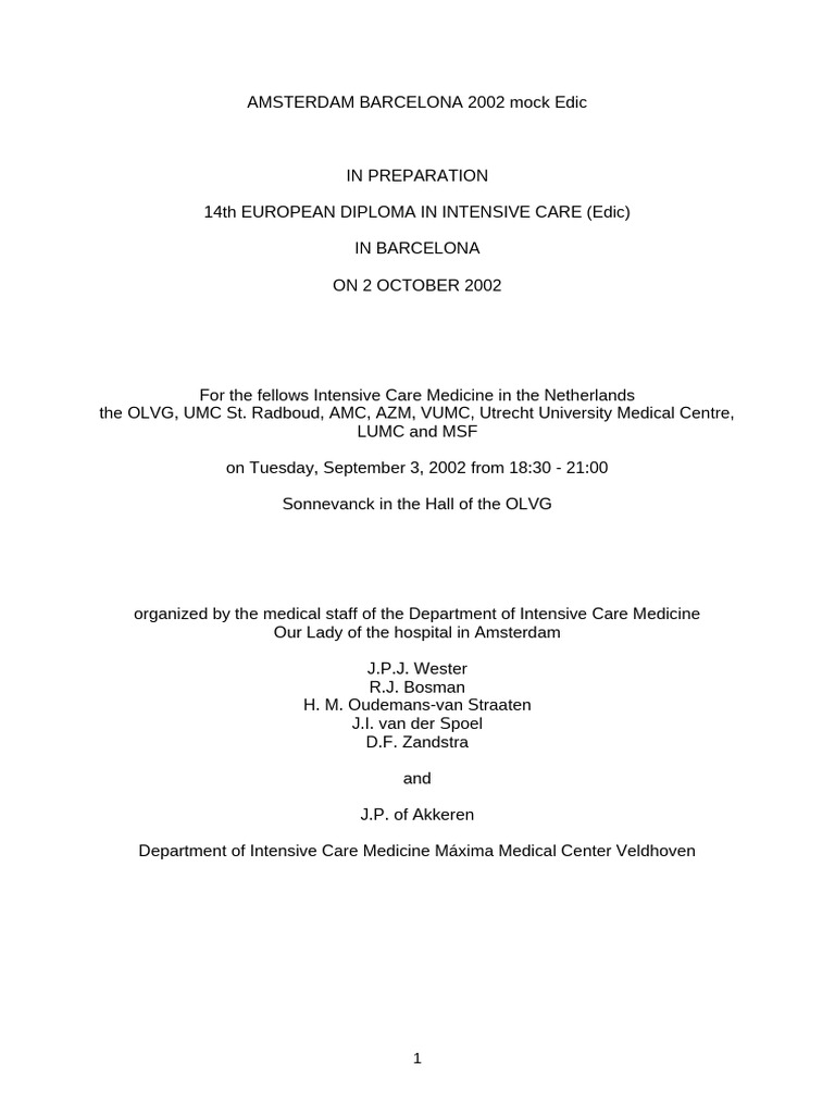 Mock EDIC 2002 | PDF | Sepsis | Thrombosis