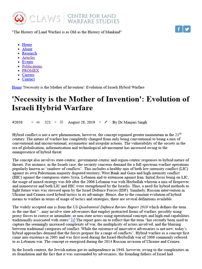 'Necessity is the Mother of Invention'_ Evolution of Israeli Hybrid ...
