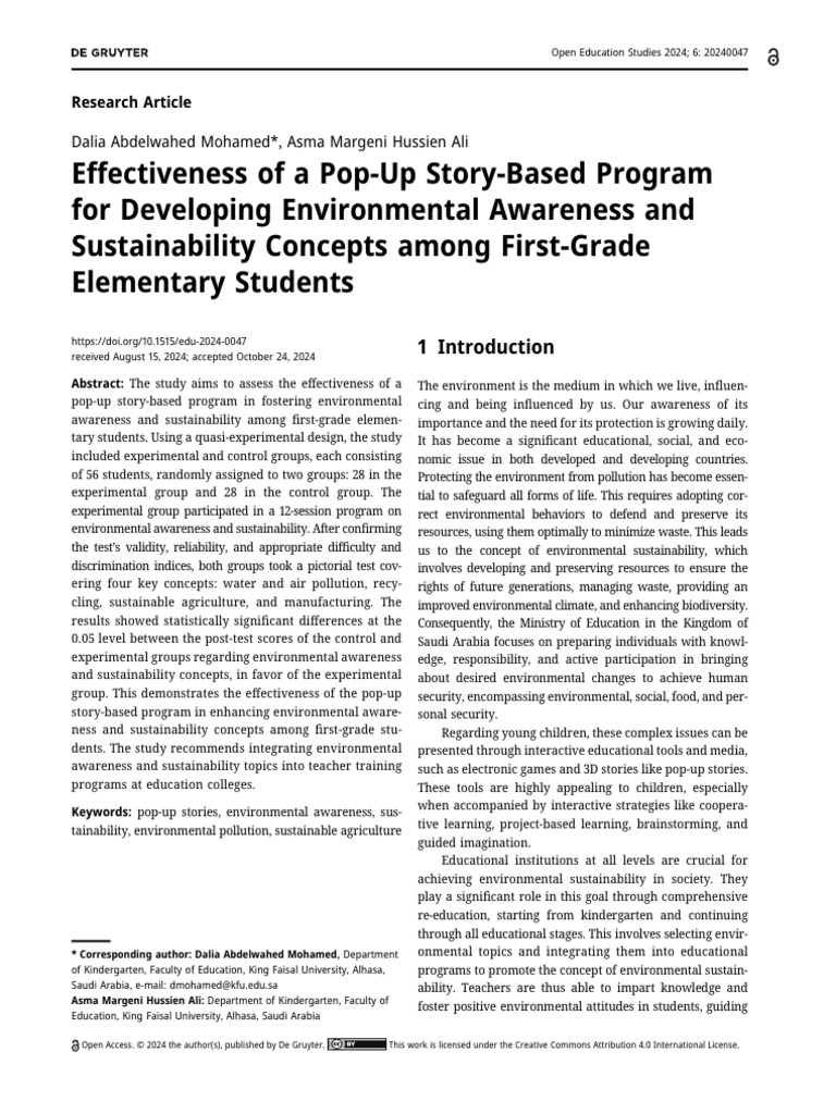 10.1515 - Edu 2024 0047 | PDF | Sustainability | Air Pollution