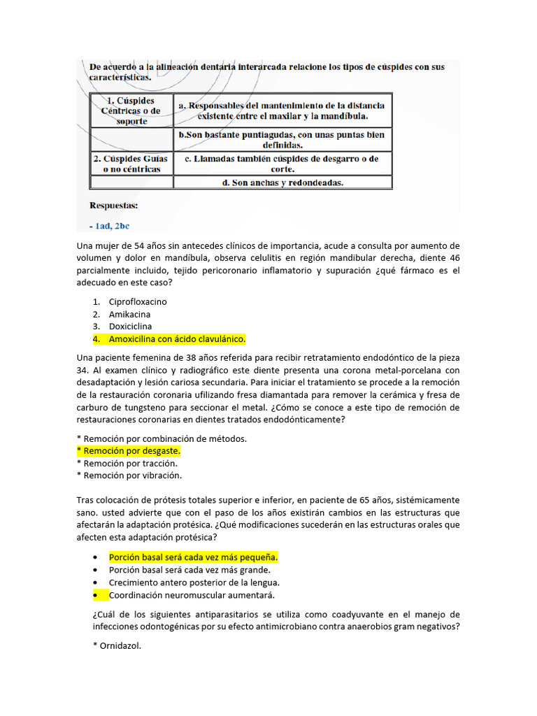 Preguntas Odontologìa | PDF | Odontología | Especialidades Medicas