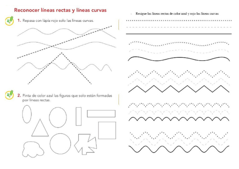 LINEAS RECTAS Y CURVAS -----FICHA | PDF