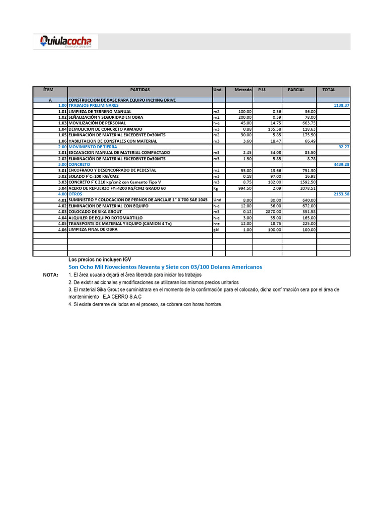 Construccion de Base para Inching Drive Planta Paragsha Rod Mill 04 ...