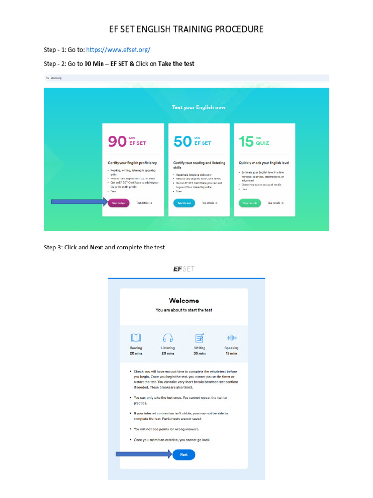 Ef Set Training Procedure - 90 Min | PDF