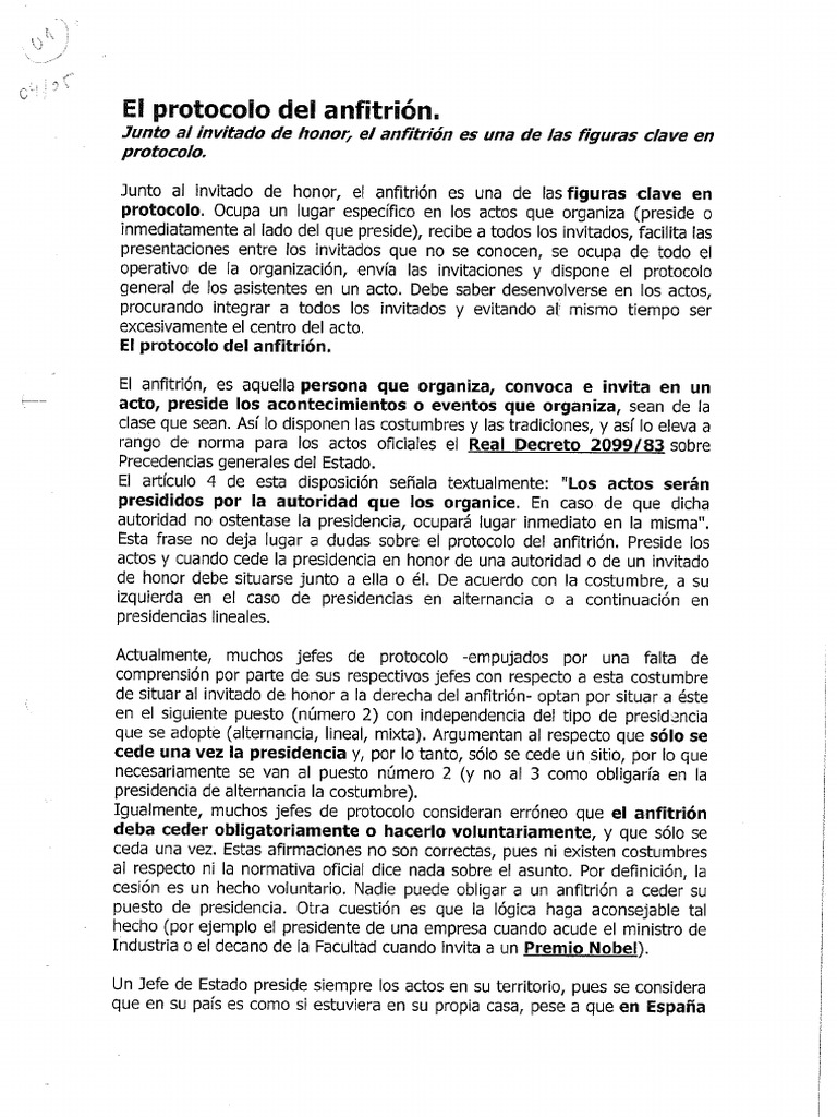 Protocolo Del Anfitrión y Saludo | PDF