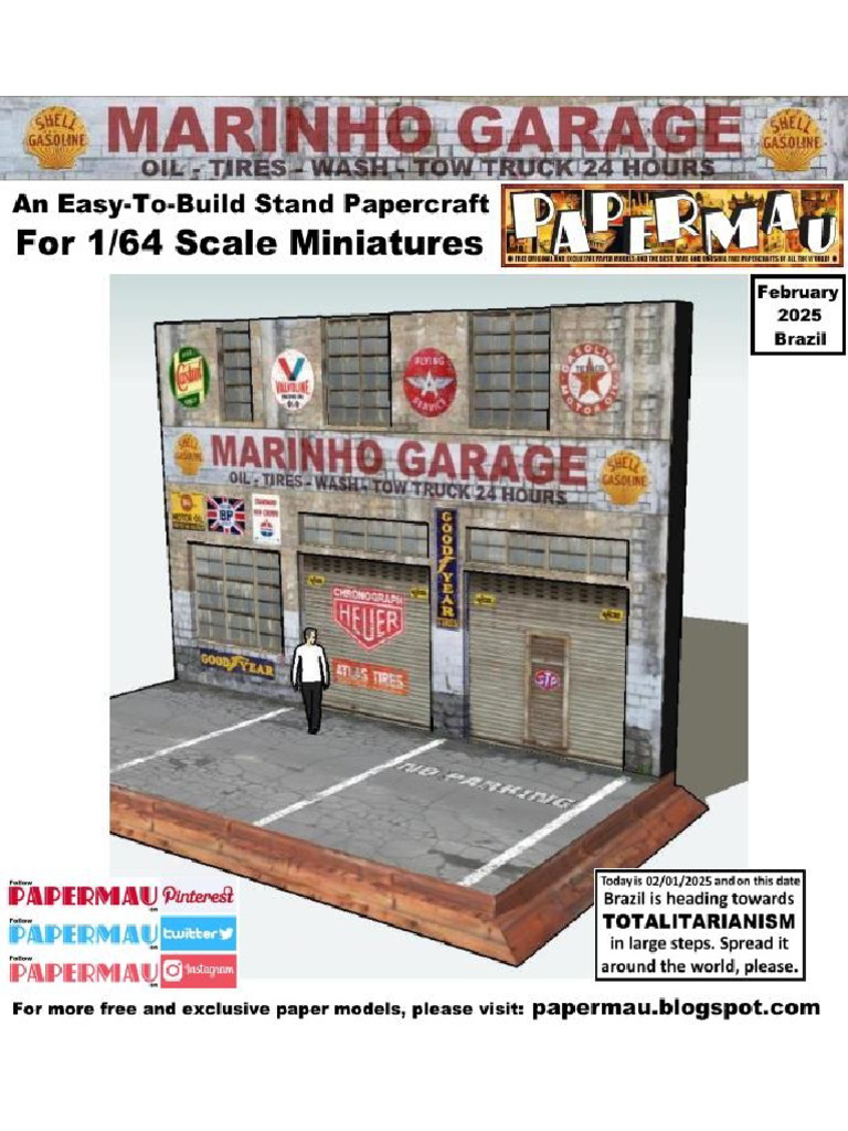 Marinho Garage Stand Papercraft For Miniatures In 164 Scale br by ...