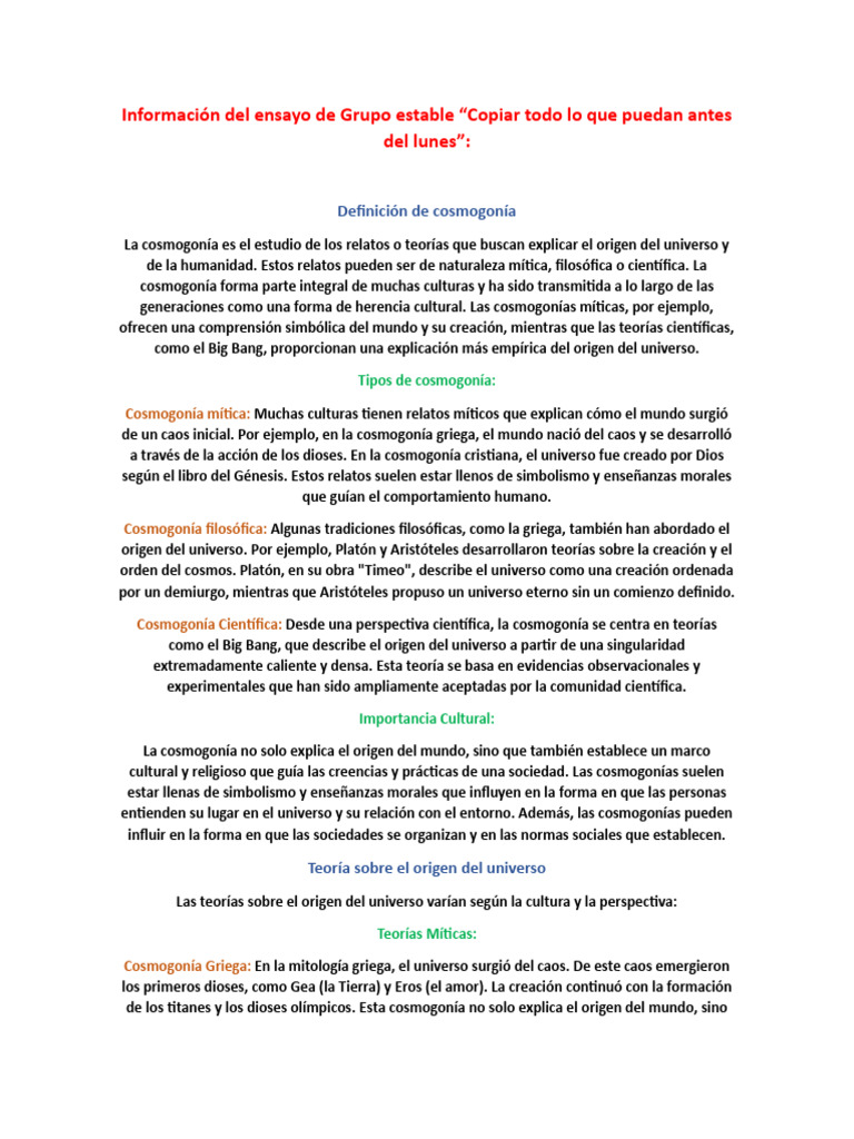 Información Del Ensayo de Grupo Estable | PDF | Universo | Big Bang