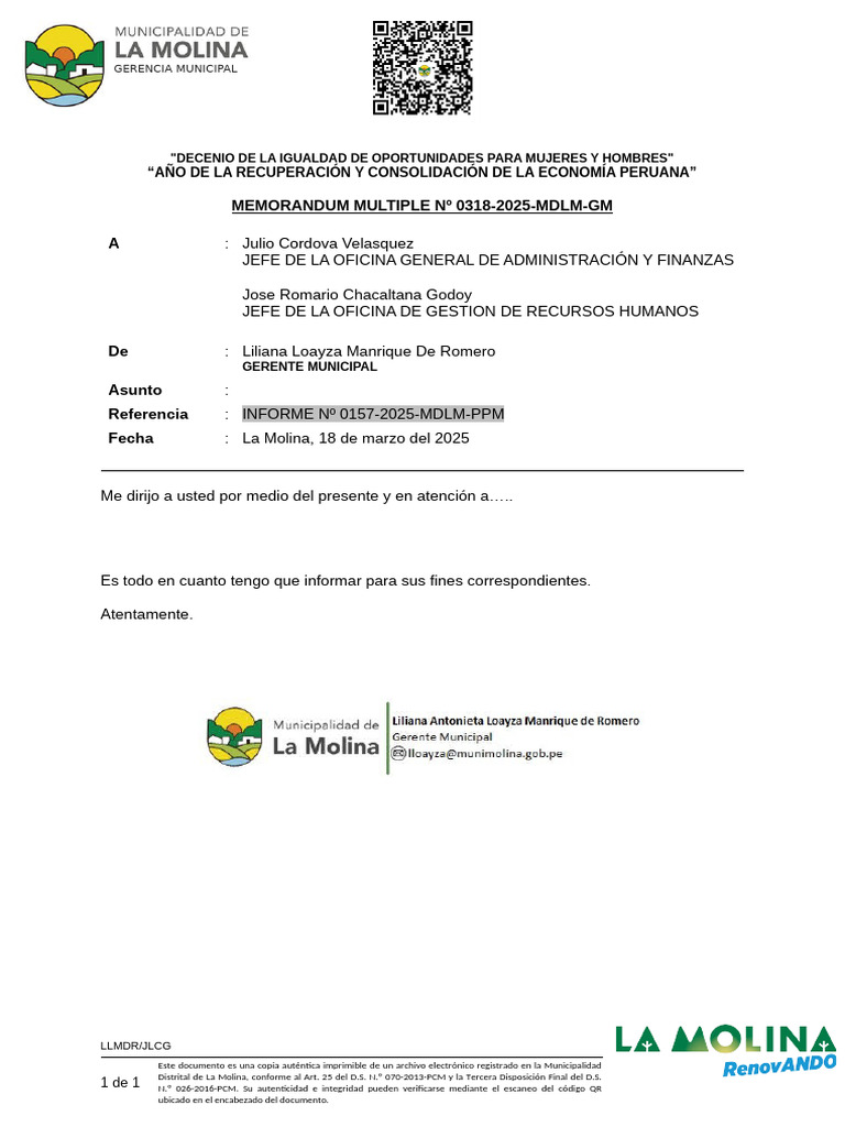 Memorandum Multiple #0318-2025-MDLM-GM | PDF