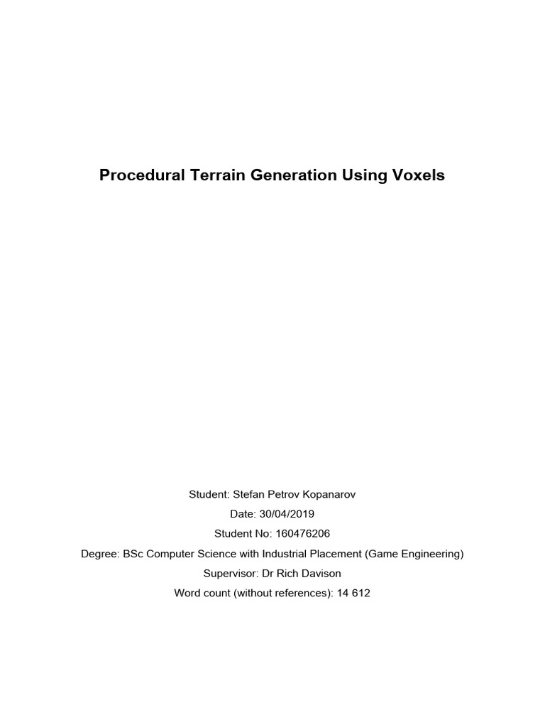 Procedural Terrain Generation Using Voxels | PDF | Voxel | Rendering (Computer Graphics)