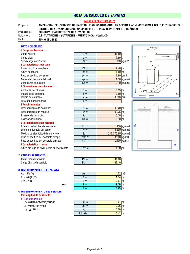 Diseño Zapatas Excentrica Ok | PDF | Ingeniería de Edificación | Material compuesto