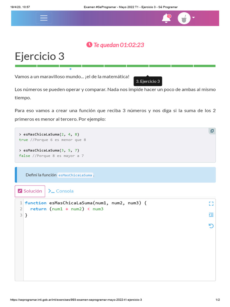 Examen #SeProgramar - Mayo 2022 T1 - Ejercicio 3 - Sé Programar | PDF