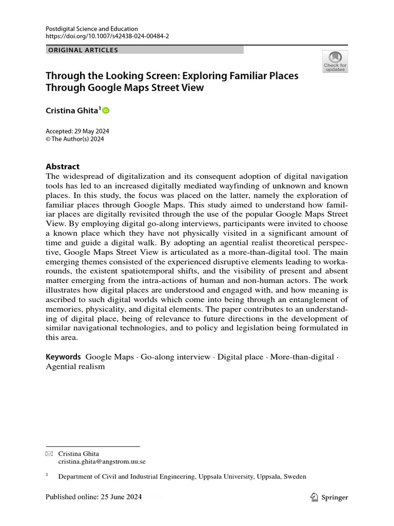 Exploring Familiar Places Digitally | PDF