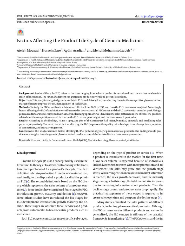 Factors Affecting the Product Life Cycle of Generic Medicines | PDF ...