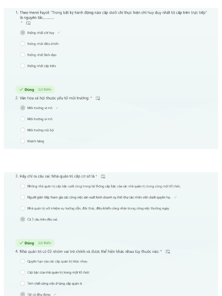 Trắc nghiệm giữa kỳ QTH | PDF