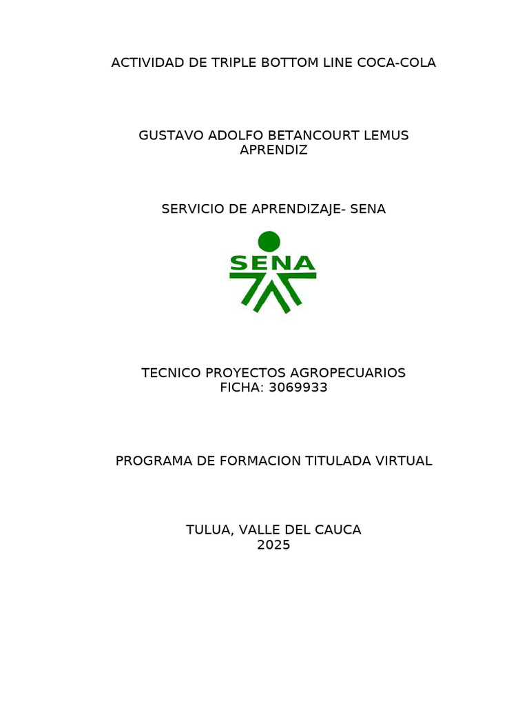 Coca-Cola y el Triple Bottom Line | PDF | Coca Cola