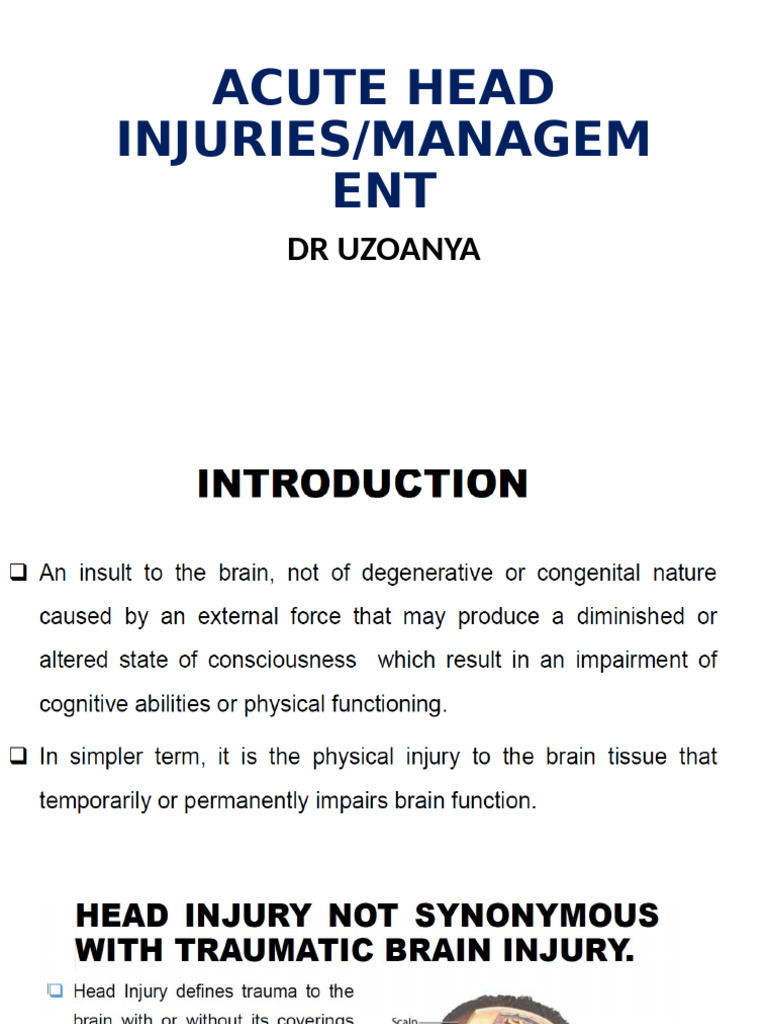Acute Head Injuries | PDF | Traumatic Brain Injury | Central Nervous System