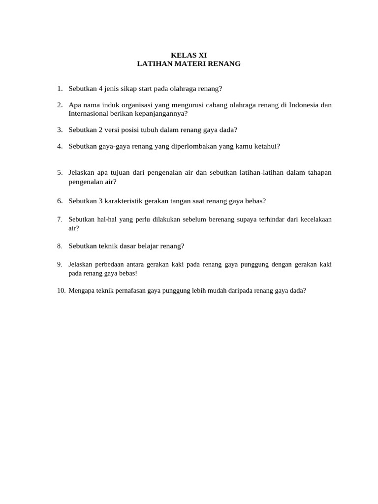 Latihan Renang | PDF