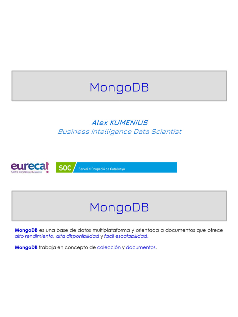 E01 MongoDB Intro | PDF | Mongo Db | Bases de datos