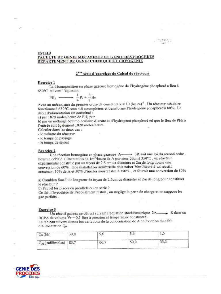 TD 2 Corrigé Réacteur Homogéne USTHB | PDF