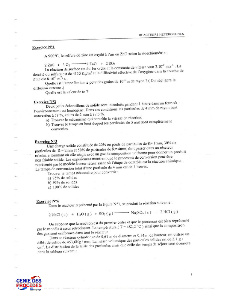 TD 5 Corrigé Réacteur Homogéne USTHB | PDF