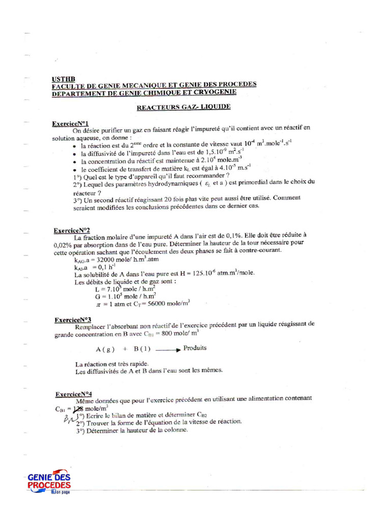 TD 3 Corrigé Réacteur Homogéne USTHB | PDF