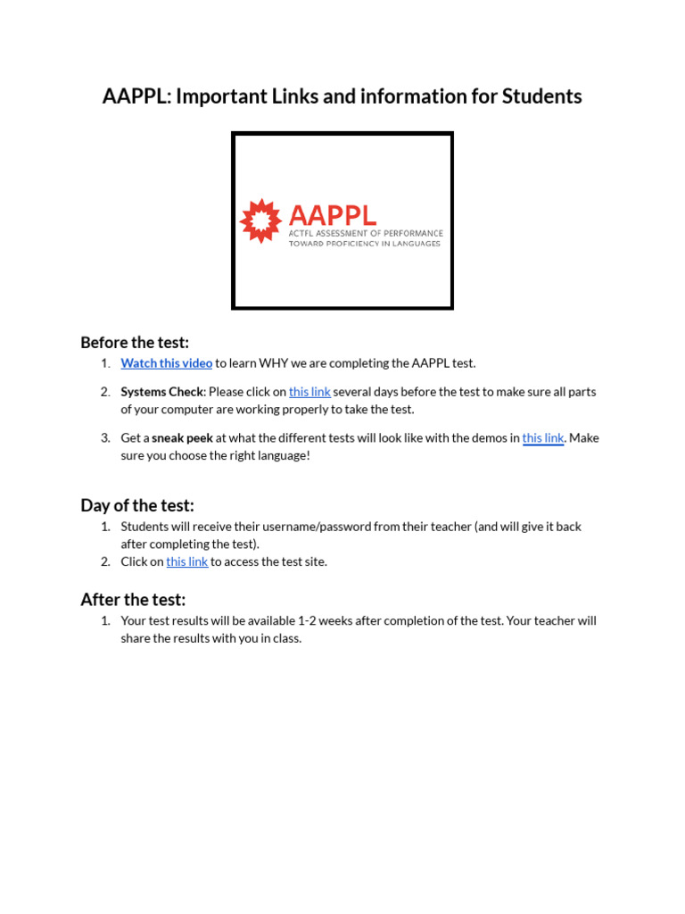 AAPPL - Important Links For Students | PDF