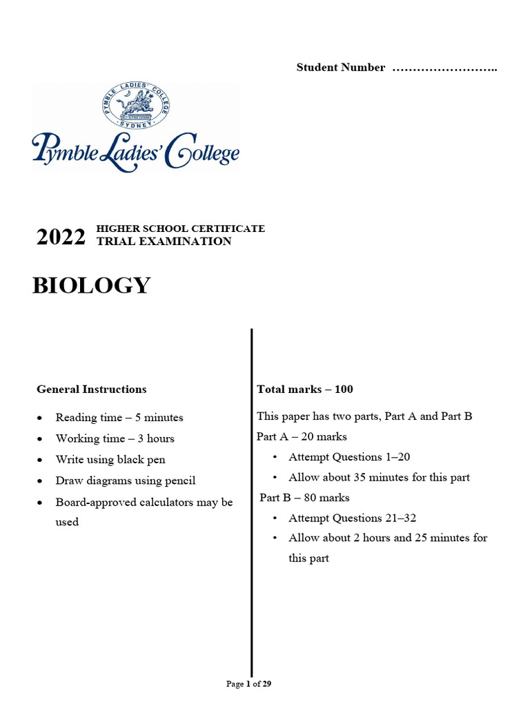 Pymble 2022 Biology Trials & Solutions | PDF | Smallpox | Dna