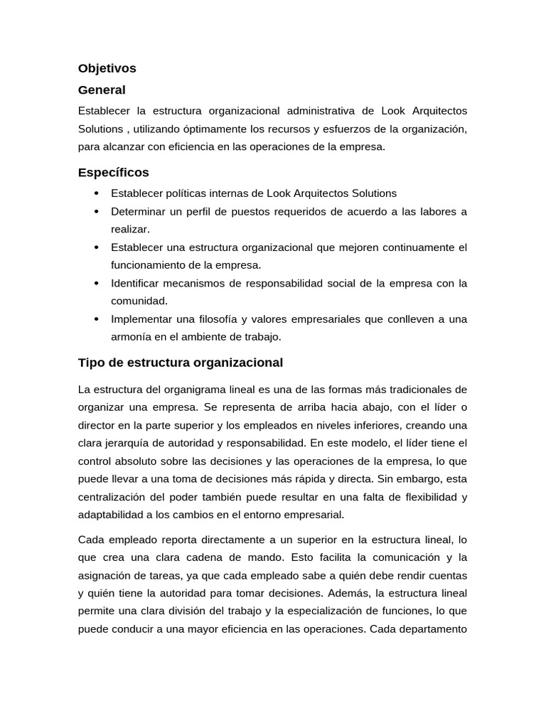 Estructura Organizacional de Look Arquitectos | PDF | Business | Toma ...