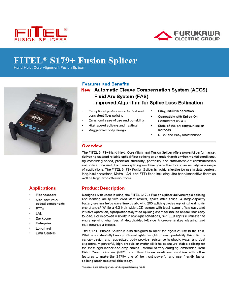 FSET23045 04 S179+ Fusion Splicer | PDF | Optical Fiber | Electronics