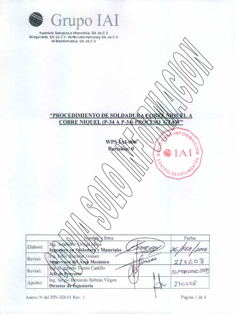 WPS-IAI-006 R0 Sólo Inf | PDF