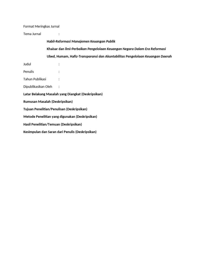 Format Meringkas Jurnal Keuangan | PDF