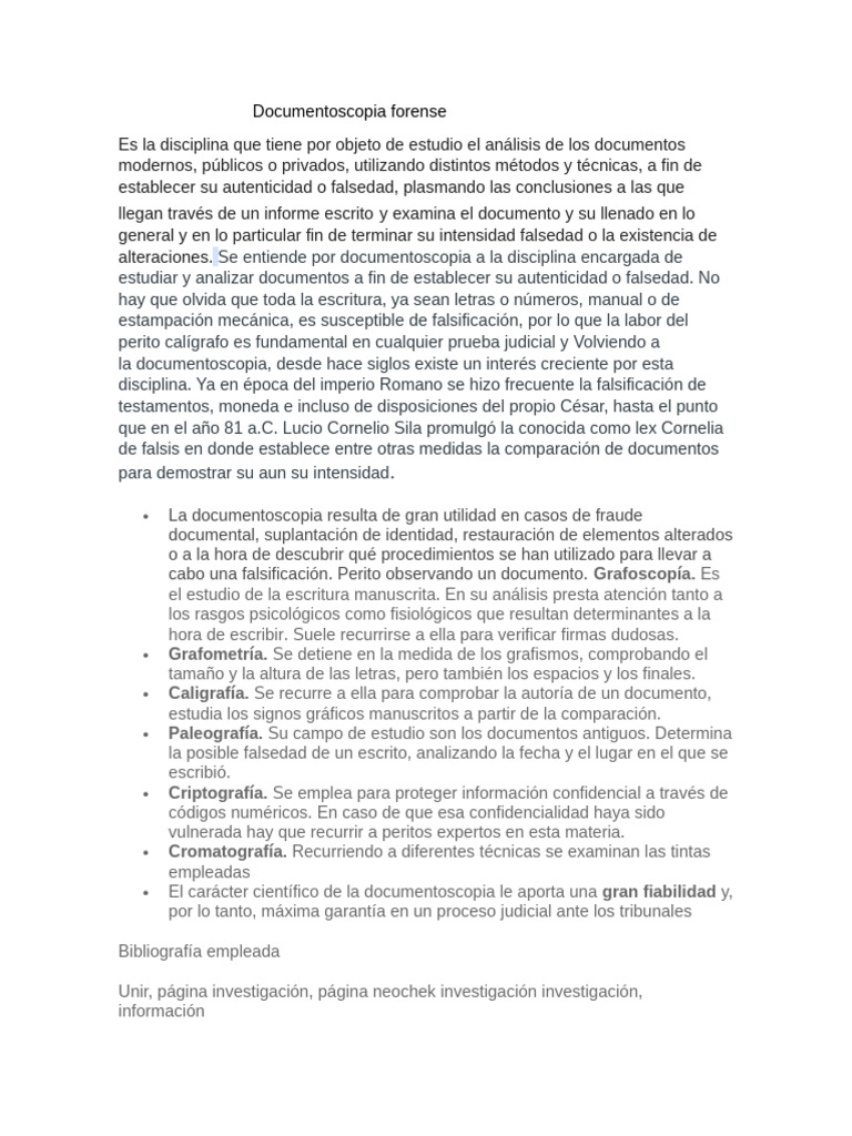 Documentoscopia Forense: Análisis y Autenticidad | PDF | Testigo ...