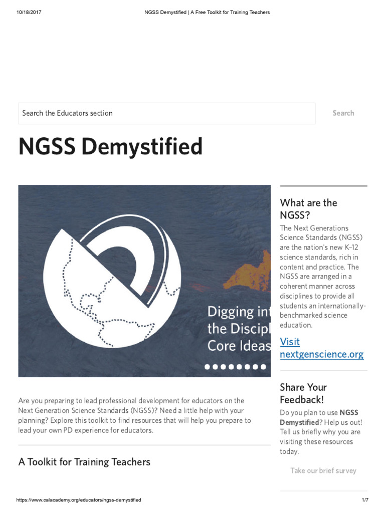 NGSS Demystified - A Free Toolkit For Training Teachers-Web Page Saved ...