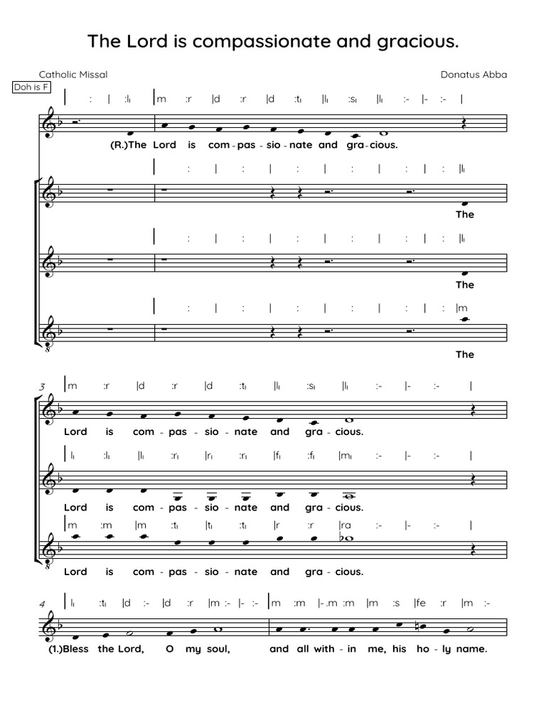 The Lord Is Compassionate and Gracious - TonicSolfas - Full Score | PDF
