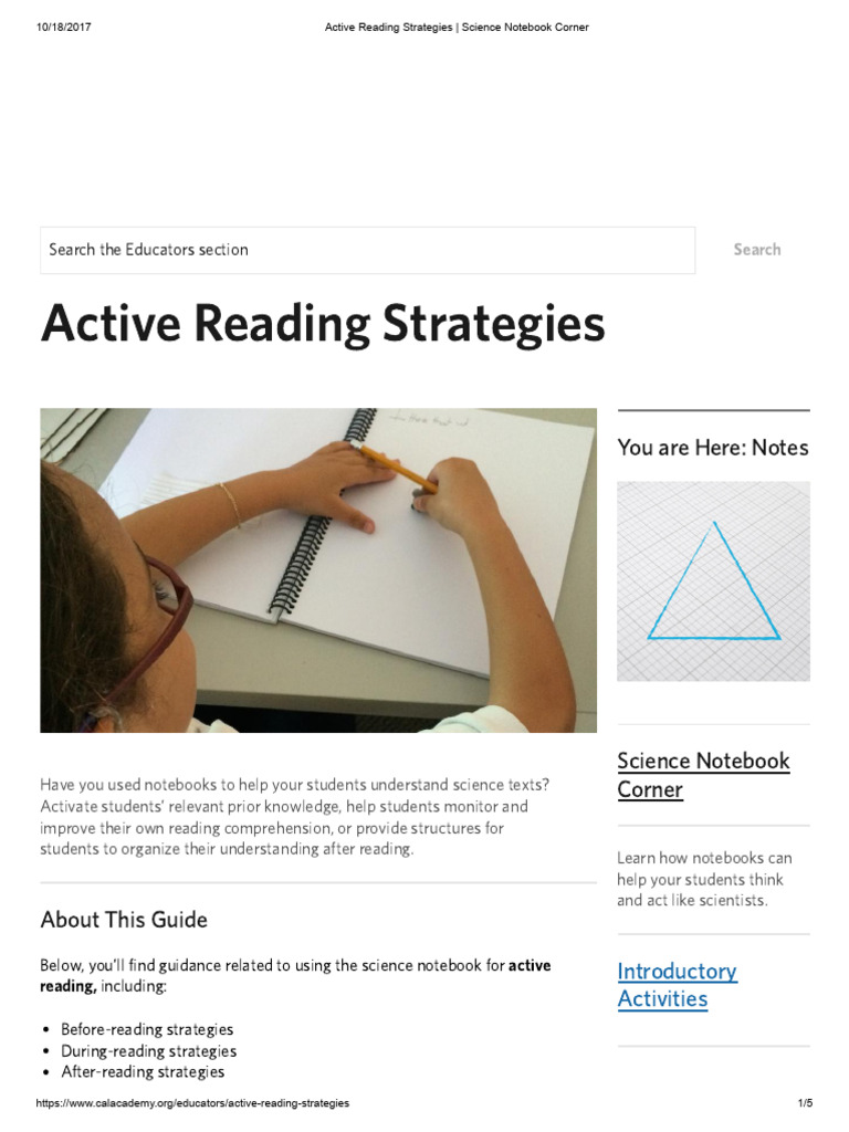 Active Reading Strategies - Science Notebook Corner | PDF | Reading ...