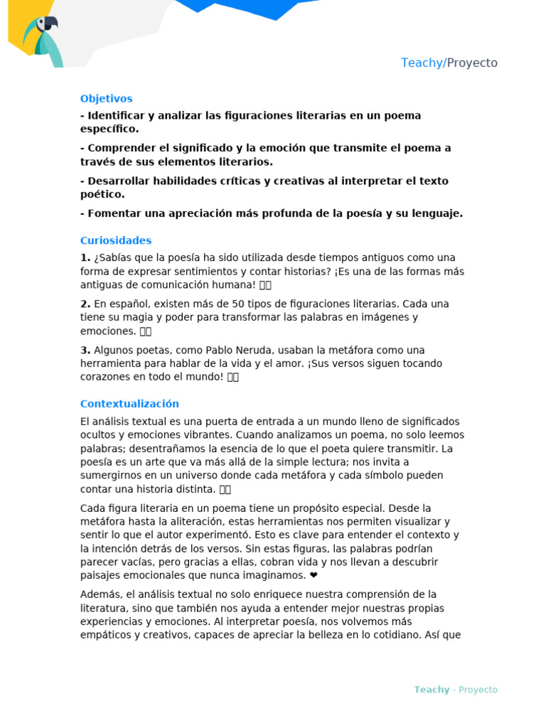 Actividad de Analisis de Un Poema | PDF | Metáfora