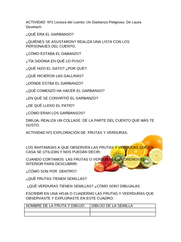 Actividad de Semilla 1º 2020 | PDF | Plantas | Botánica