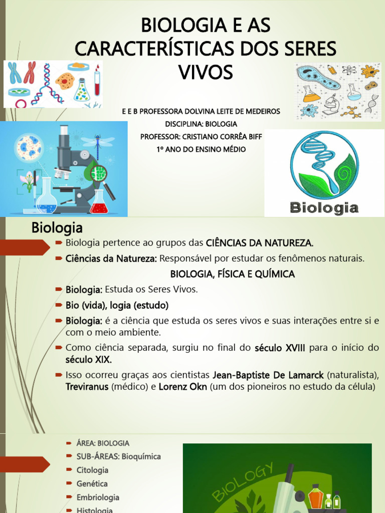 Características dos Seres Vivos em Biologia | PDF | Organismos | Célula ...