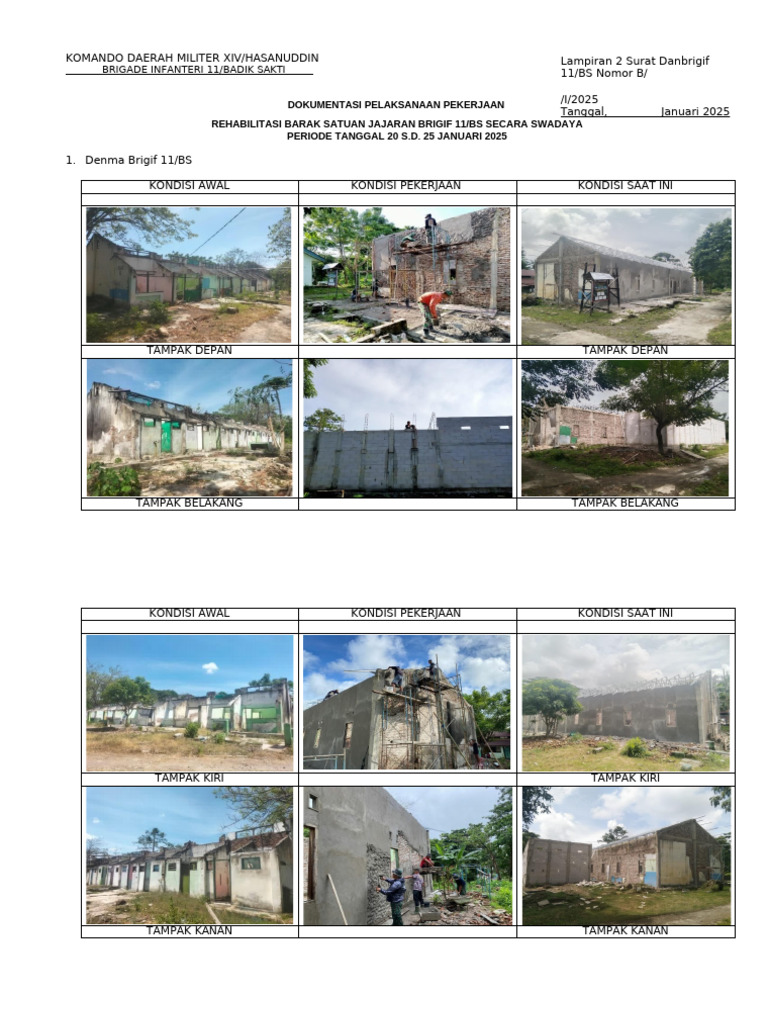 Surat Laporan Progres Pembangunan Barak | PDF