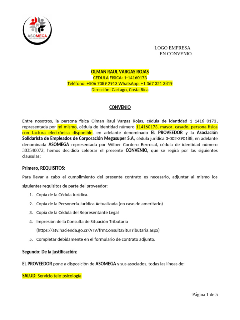 Machote de Convenio Comercial Con Proveedores | PDF | Business | Marketing