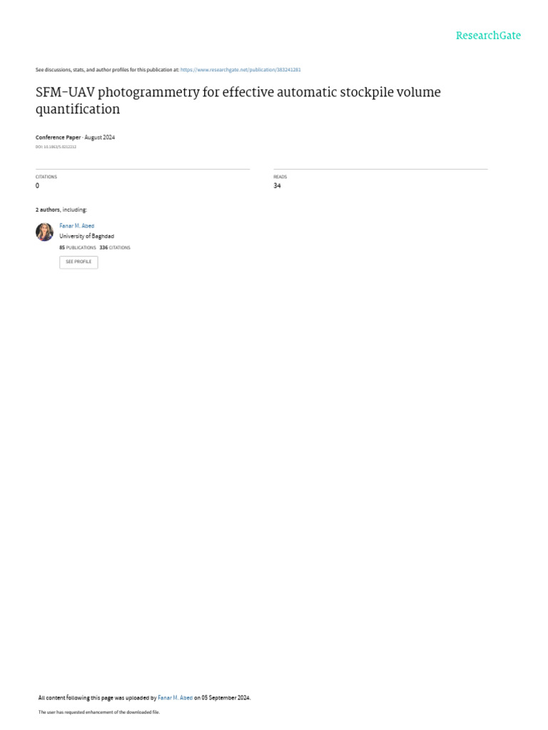 SFM-UAVphotogrammetryforeffectiveautomaticstockpilevolumequantification | PDF