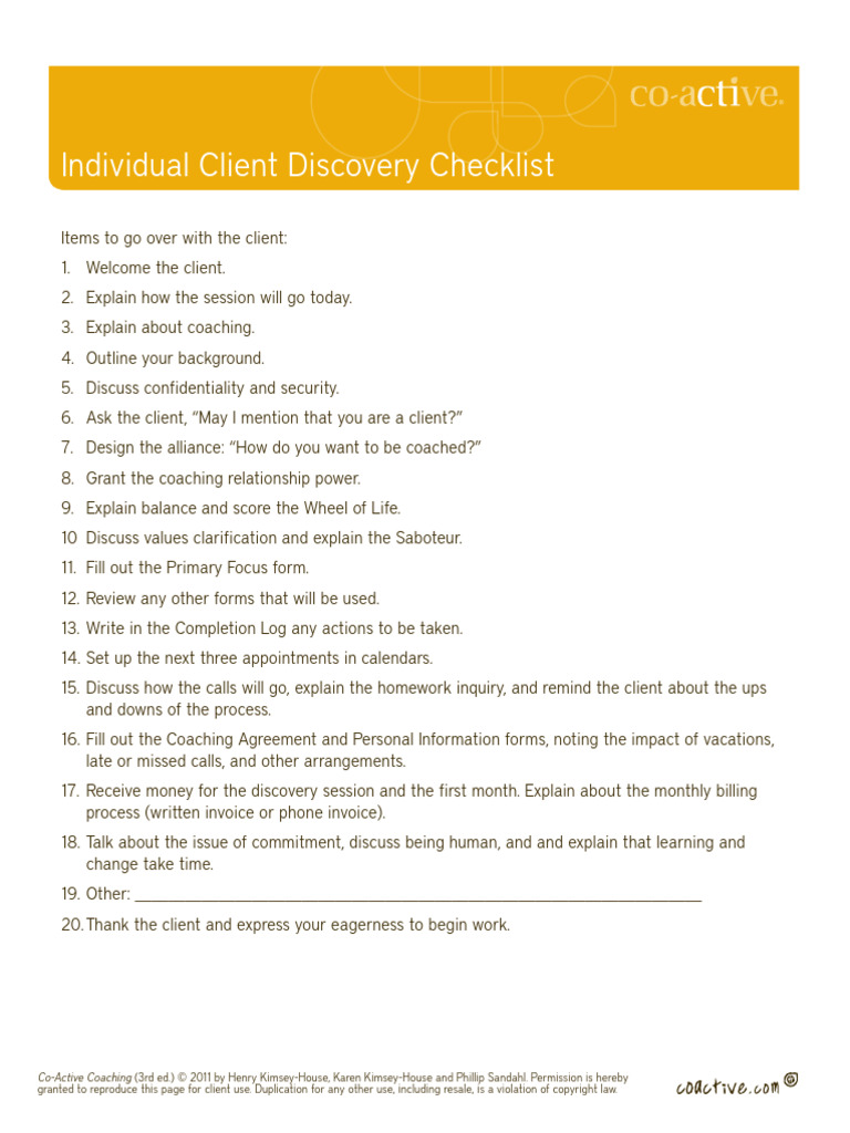 01 Individual Client Discovery Checklist | PDF